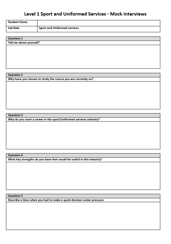 Worksheet - Interview Questions Template (LO1: 1.3) - PE PLAN IT